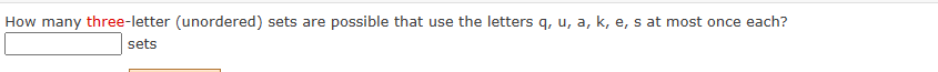 Solved How many three-letter (unordered) sets are possible | Chegg.com