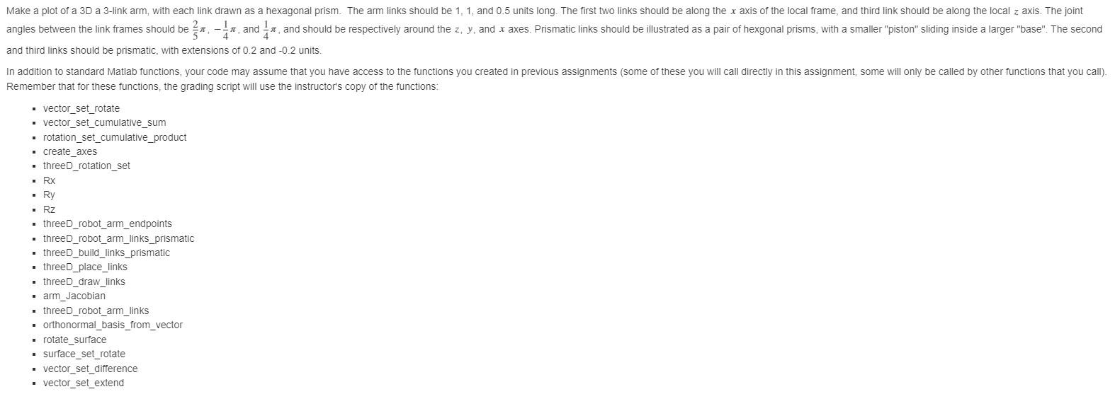 Make a plot of a 3D a 3-link arm, with each link | Chegg.com