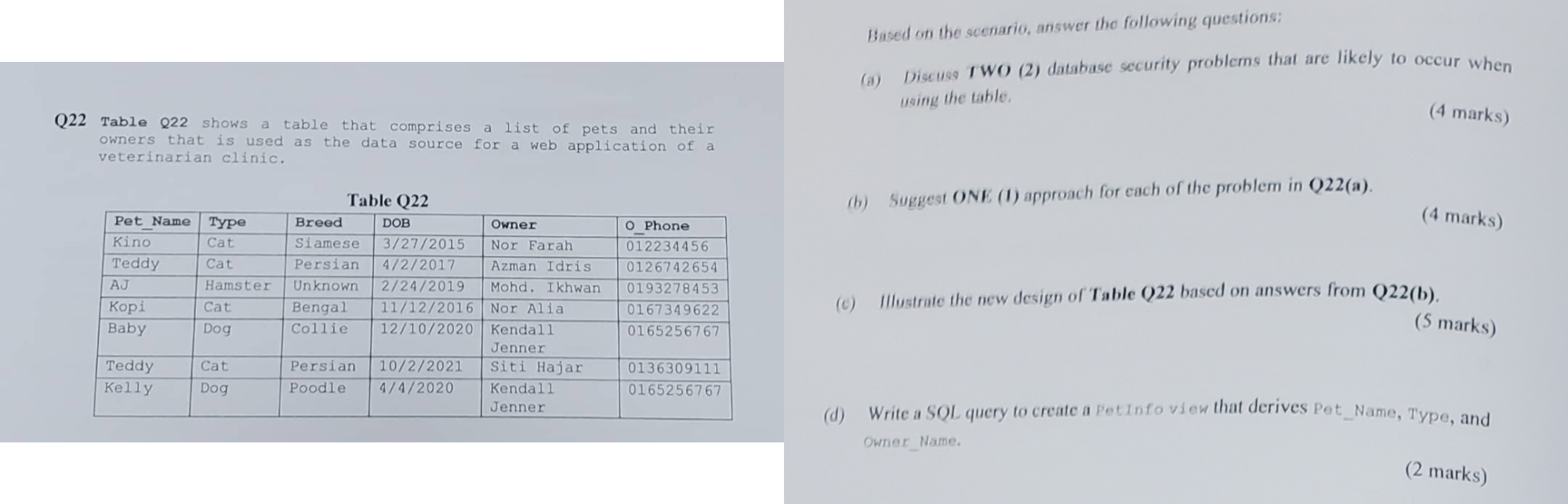 Solved Based on the scenario, answer tho following | Chegg.com