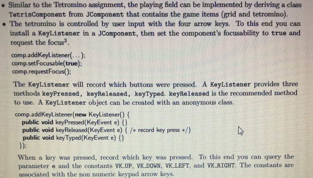 if (e.getKeyCode()KeyEvent.VK UP) When the state of | Chegg.com