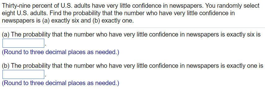 Solved Thirty-nine percent of U.S. ﻿adults have very little | Chegg.com