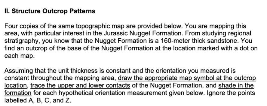 Solved II. Structure Outcrop Patterns Four copies of the | Chegg.com