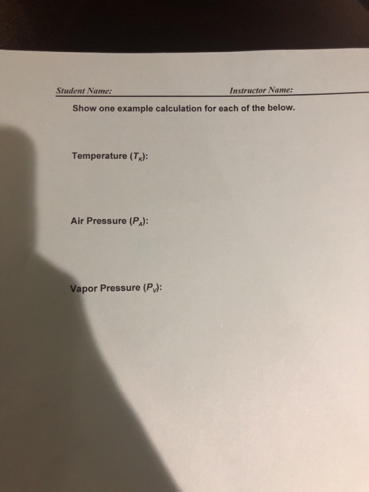 Solved Instructor Name: Stadent Name DATA (EXP #2): Part 1: | Chegg.com