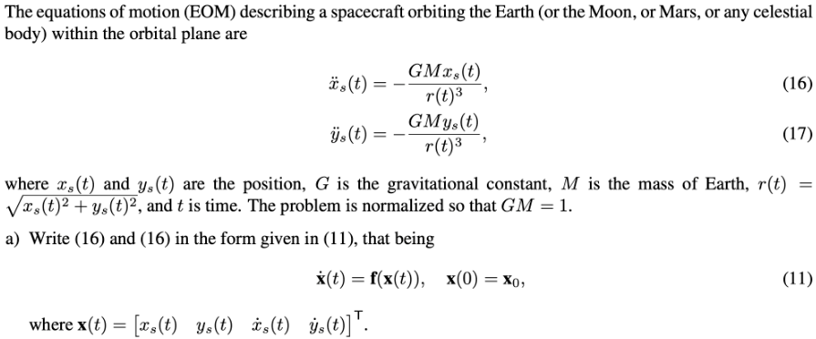 Solved The equations of motion (EOM) describing a spacecraft | Chegg.com