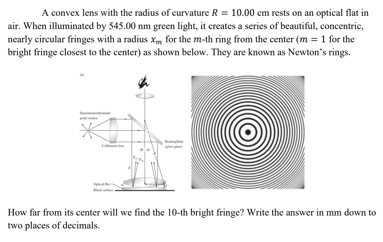 Solved A convex lens with the radius of curvature R=10.00 cm | Chegg.com