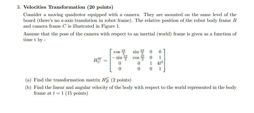 Solved Velocities Transformation (20 points) Consider a | Chegg.com