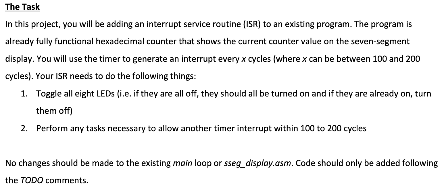 The Task In this project, you will be adding an | Chegg.com