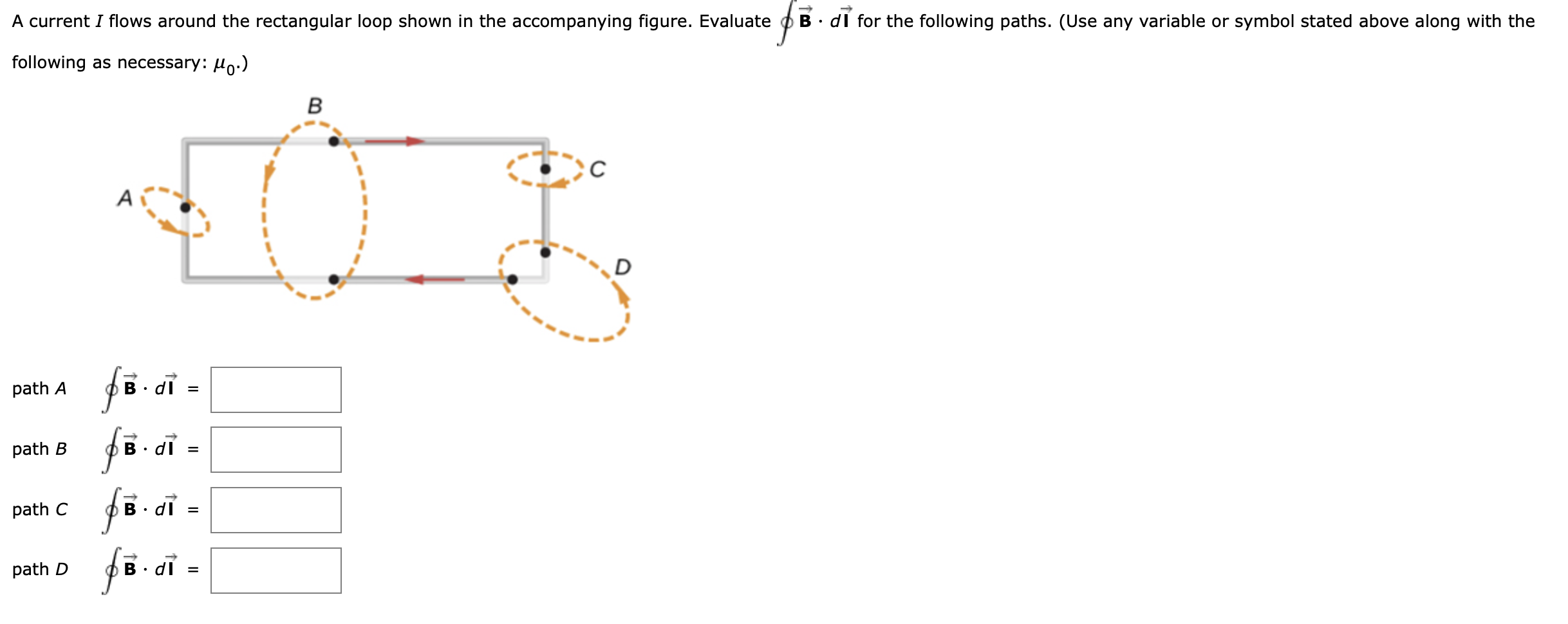 Solved A current I flows around the rectangular loop shown | Chegg.com