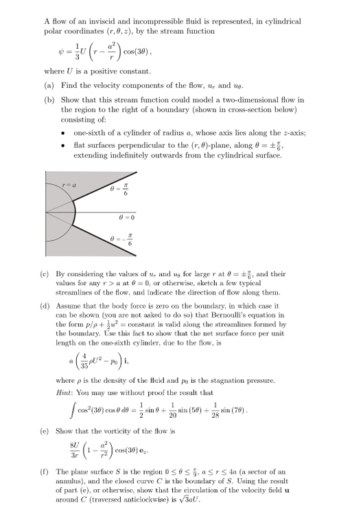 Solved r,θ,z ψ=13U(r-a2r)cos(3θ)where U is ﻿a positive | Chegg.com