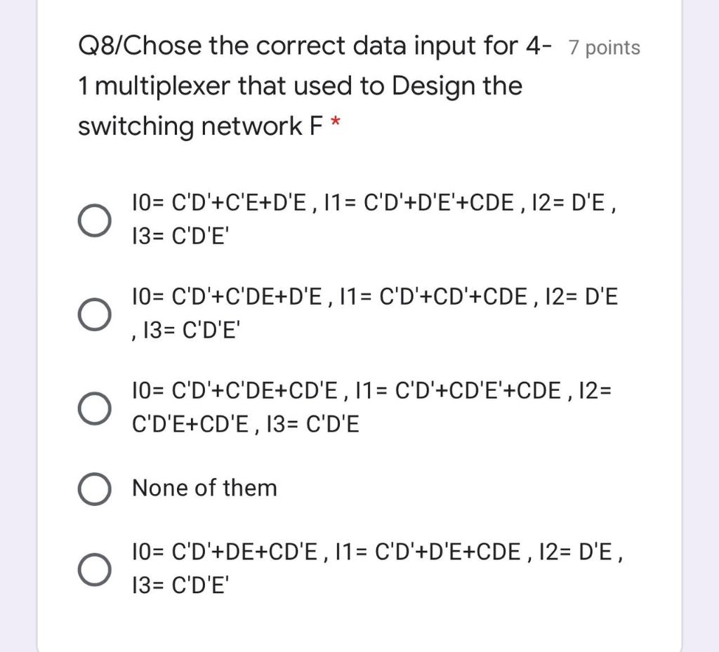 Solved Q8/Chose the correct data input for 4- 7 points 1 | Chegg.com