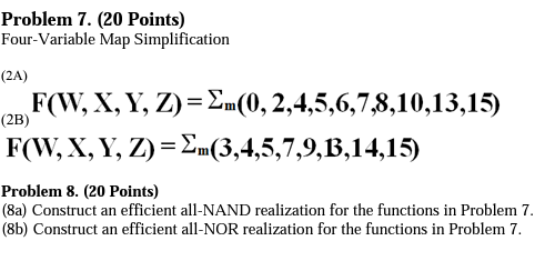 Solved Problem 7. (20 Points) Four-Variable Map | Chegg.com