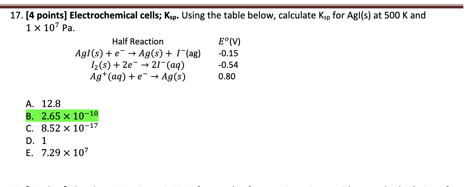 Solved 7. [4 points] Electrochemical cells; Ksp. Using the | Chegg.com