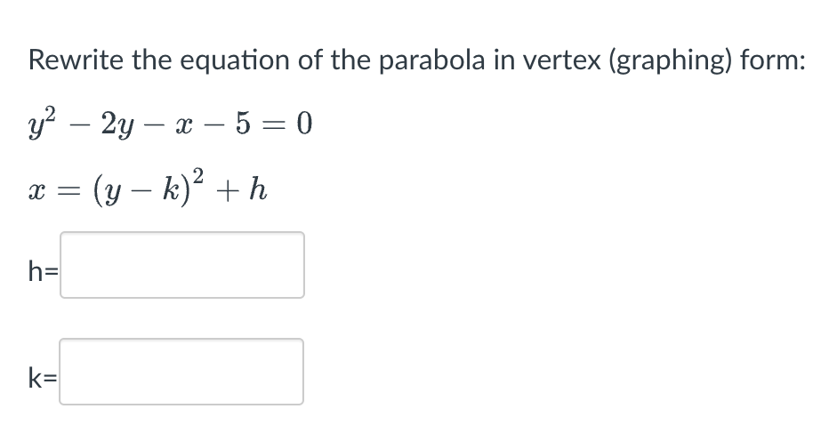 Solved Rewrite the equation of the parabola in vertex | Chegg.com