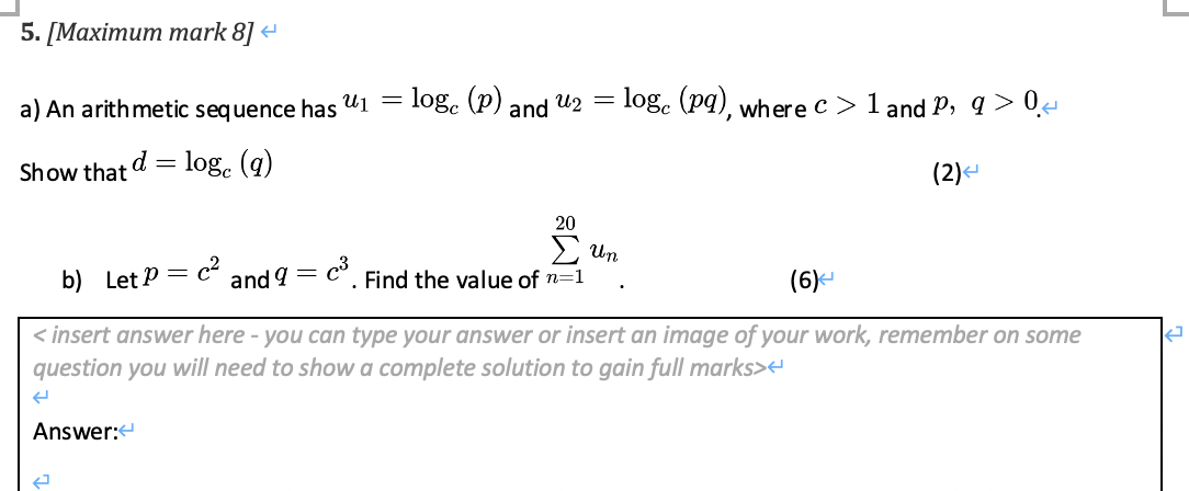 Solved L e 5. [Maximum mark 8]