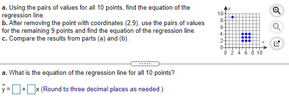 Solved a. Using the pairs of values for all 10 points, find | Chegg.com