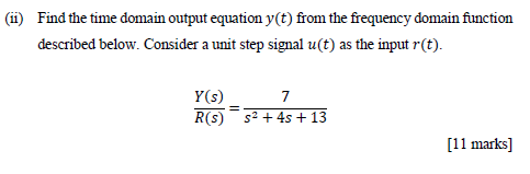 Solved (11) Find the time domain output equation y(t) from | Chegg.com