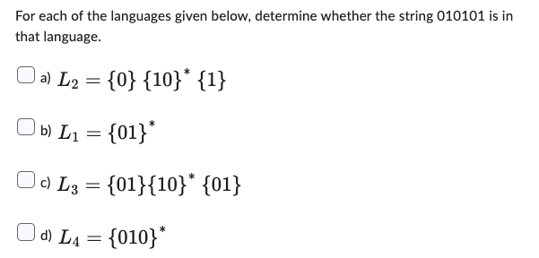 Solved For each of the languages given below, determine | Chegg.com