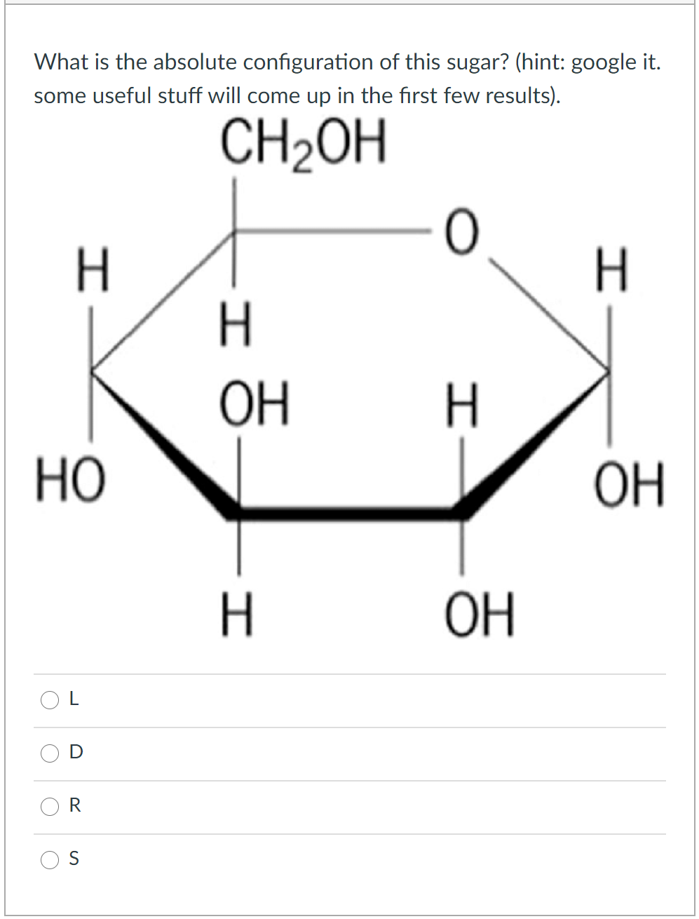 Solved What is the absolute configuration of this sugar? | Chegg.com