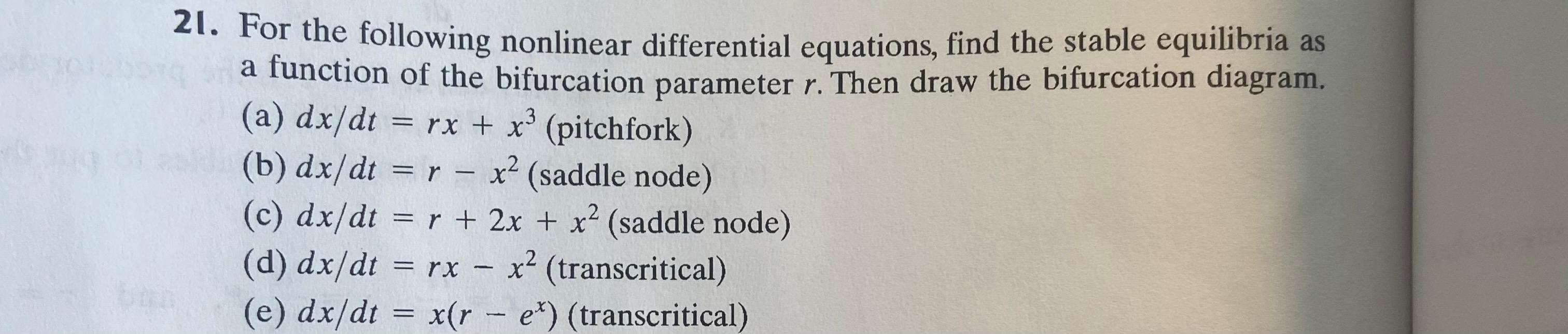 Solved 21. For the following nonlinear differential | Chegg.com