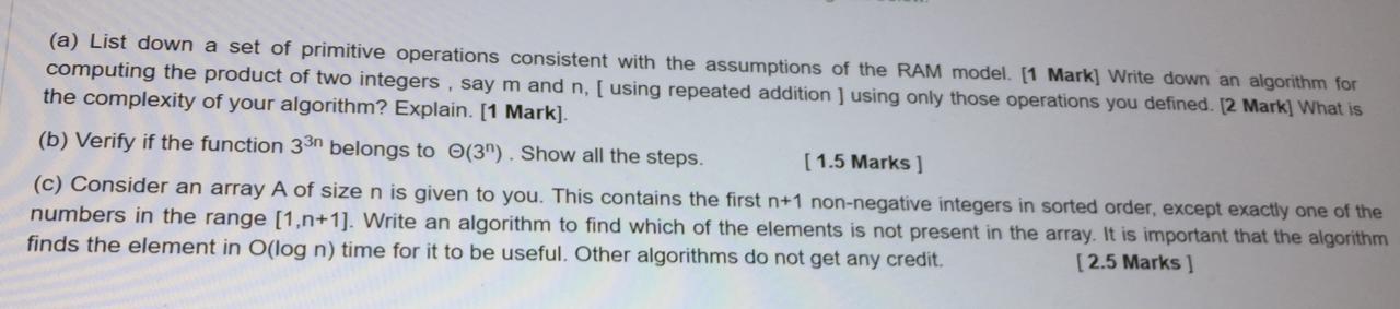 (a) List down a set of primitive operations | Chegg.com