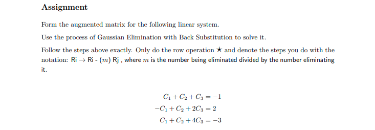Solved Assignment Form the augmented matrix for the | Chegg.com