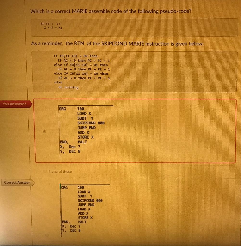 Solved if (X⩽Y)x=2∗x; As a reminder, the RTN of the SKIPCOND | Chegg.com
