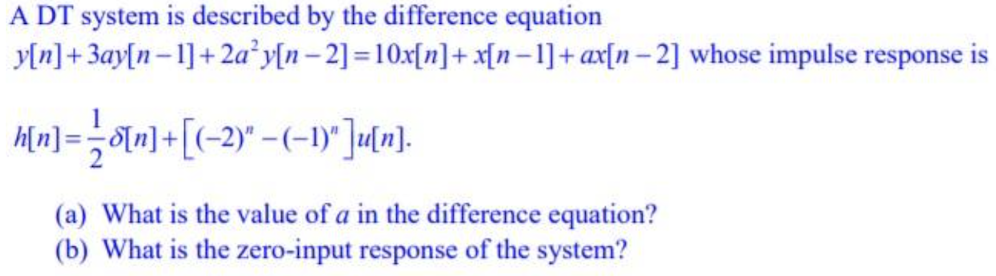 Solved A DT system is described by the difference equation | Chegg.com