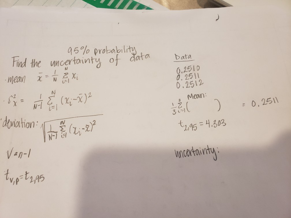 Solved Calculate the mean of dimensions and uncertainty with | Chegg.com
