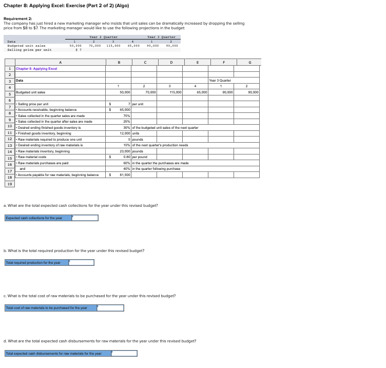 Solved Chapter 8: Applying Excel: Excel Worksheet (Part 1 of | Chegg.com