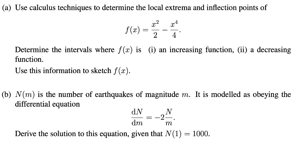 Solved (a) Use calculus techniques to determine the local | Chegg.com