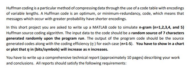 Solved Huffman coding is a particular method of compressing | Chegg.com
