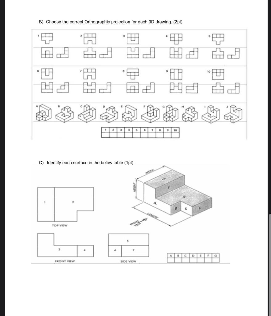 Solved Question N°3: (5pt) A)Choose the correct Orthographic | Chegg.com
