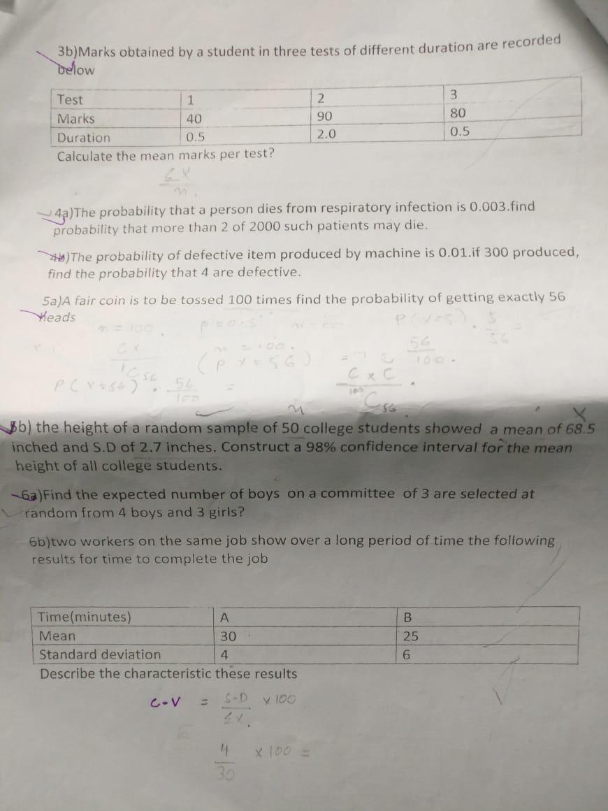 Solved 3b)Marks obtained by a student in three tests of | Chegg.com