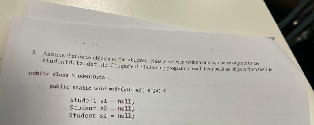Solved 2. Assume that three objects of the Student class | Chegg.com