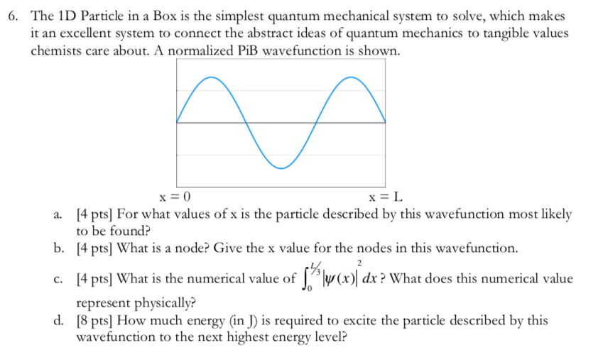 Solved 6. The 1D Particle in a Box is the simplest quantum | Chegg.com