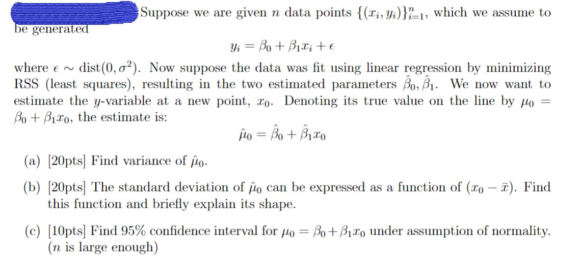 Solved Suppose we are given n data points {(xi,yi)}i=1n, | Chegg.com