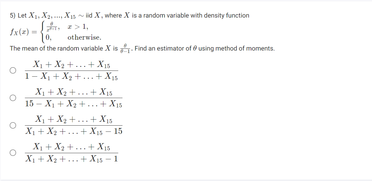 Solved Let x1,x2,dots,x15∼ ﻿iid x, ﻿where x is ﻿a random | Chegg.com