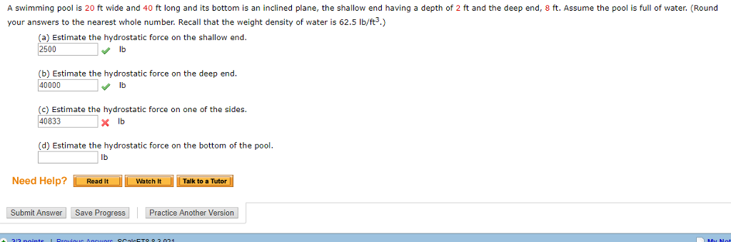 Solved A swimming pool is 20 ft wide and 40 ft long and its | Chegg.com