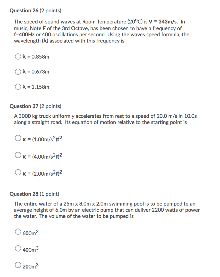 Solved Question 26 (2 points) The speed of sound waves at | Chegg.com