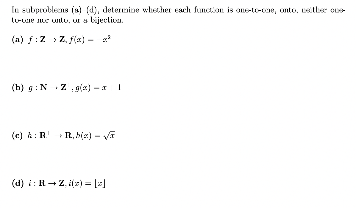 Solved In subproblems (a)-(d), determine whether each | Chegg.com