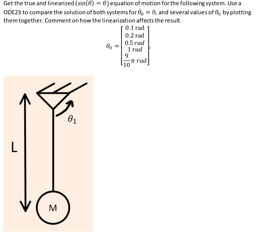 Solved Get the true and linearized (sin(0) = 0) equation of | Chegg.com