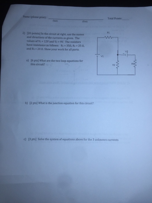 Solved Name (please print) Total Points: last) (first) 1. | Chegg.com
