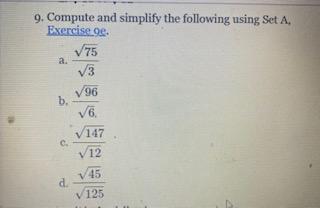 Solved 9. Compute and simplify the following using Set A | Chegg.com