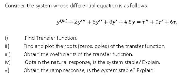 Solved Consider the system whose differential equation is as | Chegg.com