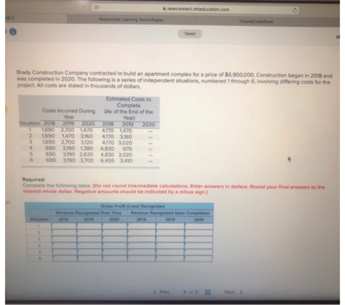 Solved Saved Brady Construction Company contracted to build | Chegg.com