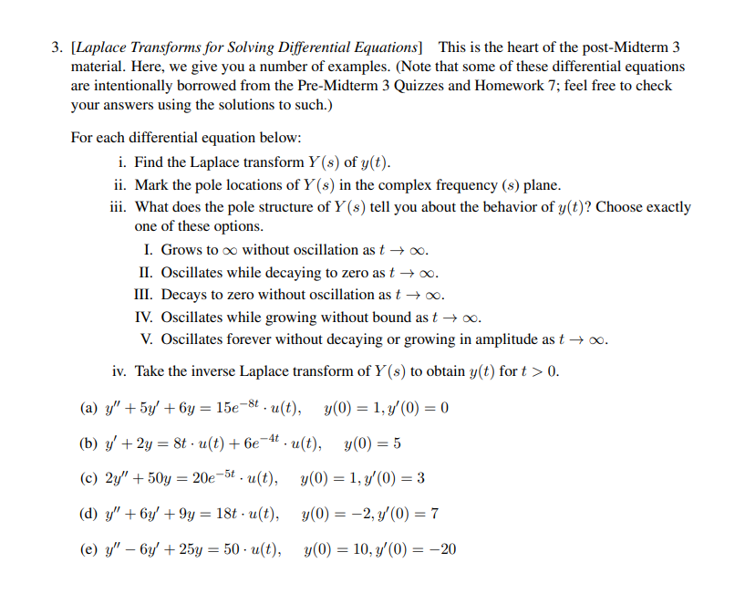 Solved [Laplace Transforms for Solving Differential | Chegg.com