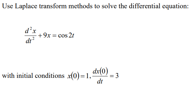 Solved Use Laplace transform methods to solve the | Chegg.com