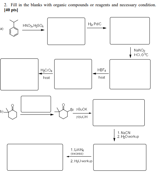 Solved 2. Fill in the blanks with organic compounds or | Chegg.com