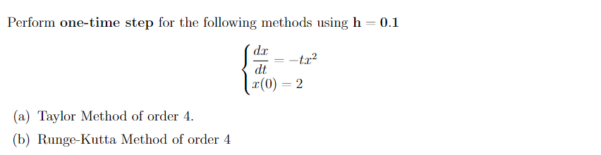 Solved Perform one-time step for the following methods using | Chegg.com