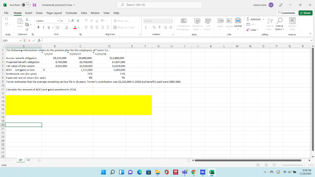 AutoSave 01 Homework (pension (1) Search (Alt+a) | Chegg.com